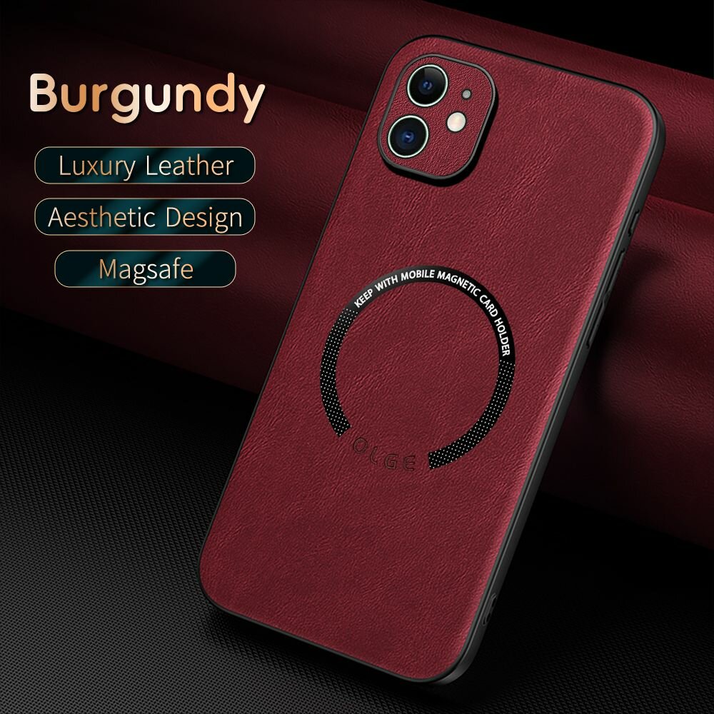 Роскошная кожаный MagSafe чехол для Apple iPhone 11 (на айфон 11)