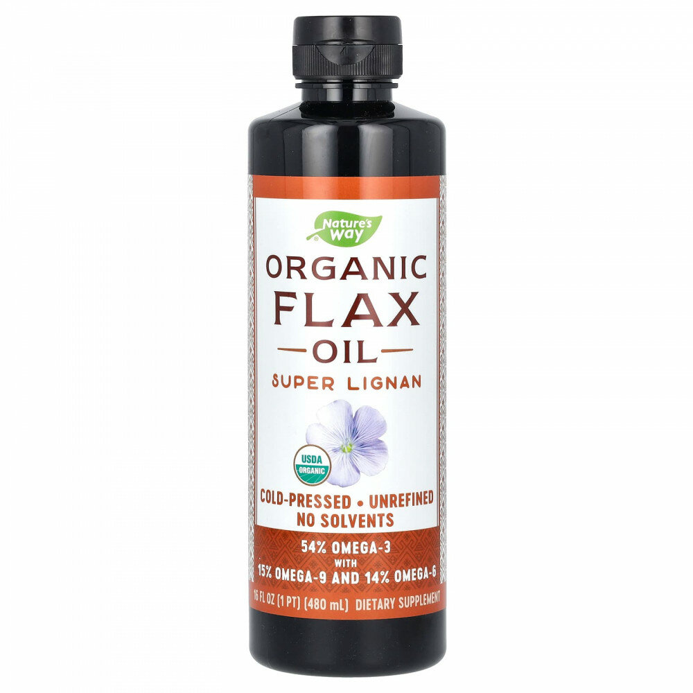 Nature's Way, Органическое льняное масло, суперлигнан, 480 мл (16 жидк. Унций)