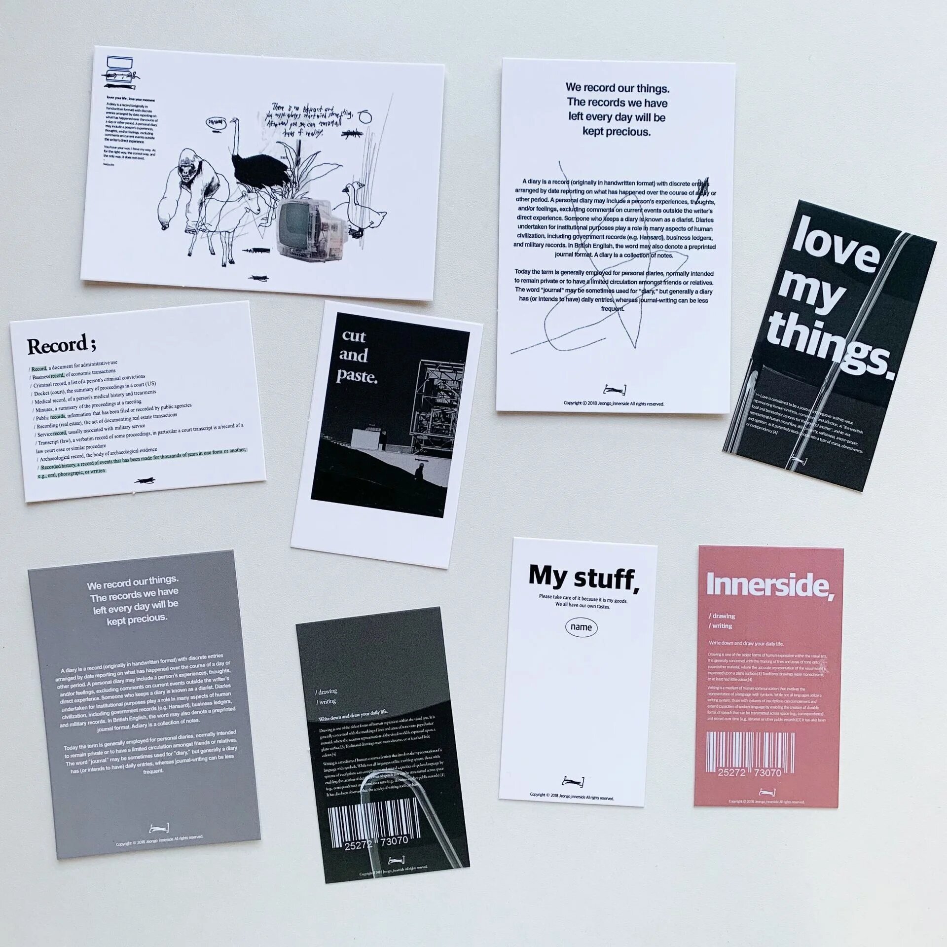 Декоративные открытки MMZBHA черно-белые 9 шт