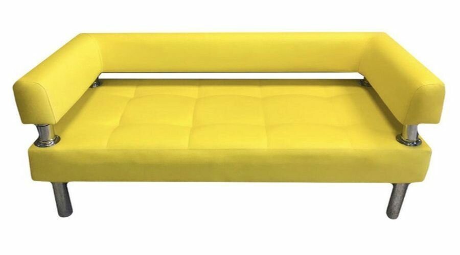 Диван прямой для дома и офиса Сантьяго с боковинами 160x58х80 желтая экокожа