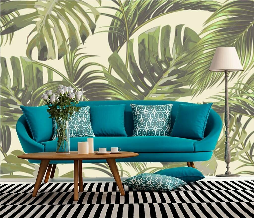 Фотообои Монстера на бежевом фоне 15-551-M 275 х 460 см (ВхШ) Бесшовные, флизелиновые, влагостойкие обои MasterFresok