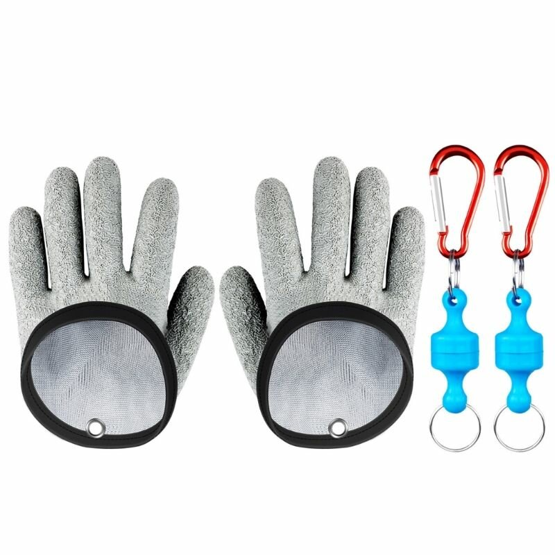 1 пара водонепроницаемых рыболовных перчаток с магнитной застежкой, устойчивых к проколам, противоскользящих для ловли рыбы