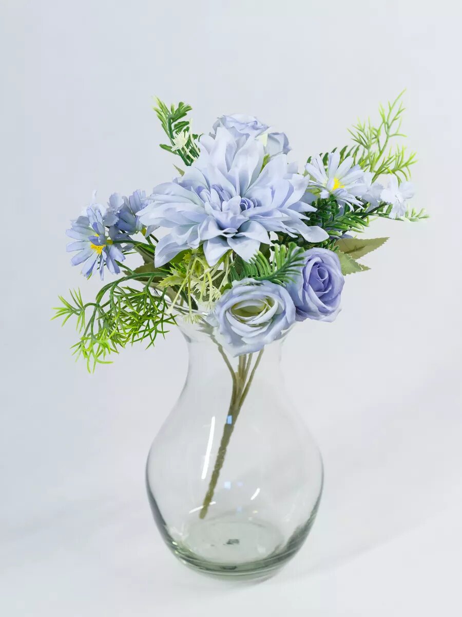 Цветок искусственный Букет георгина с розочками 30 см