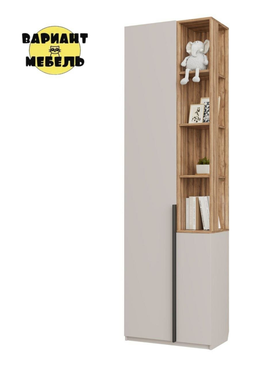 Шкаф-пенал НК-мебель CHARLY 5.2, распашные двери, с доводчиками, Кашемир / Авелано