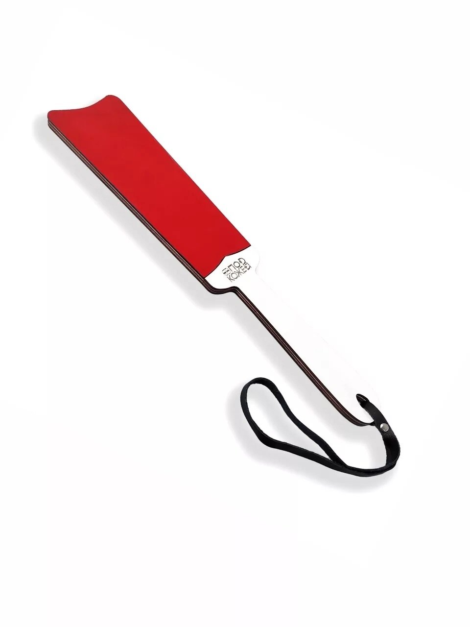 Паддл красный жесткий из натуральной кожи, дерева и HDF-покрытия белого цвета