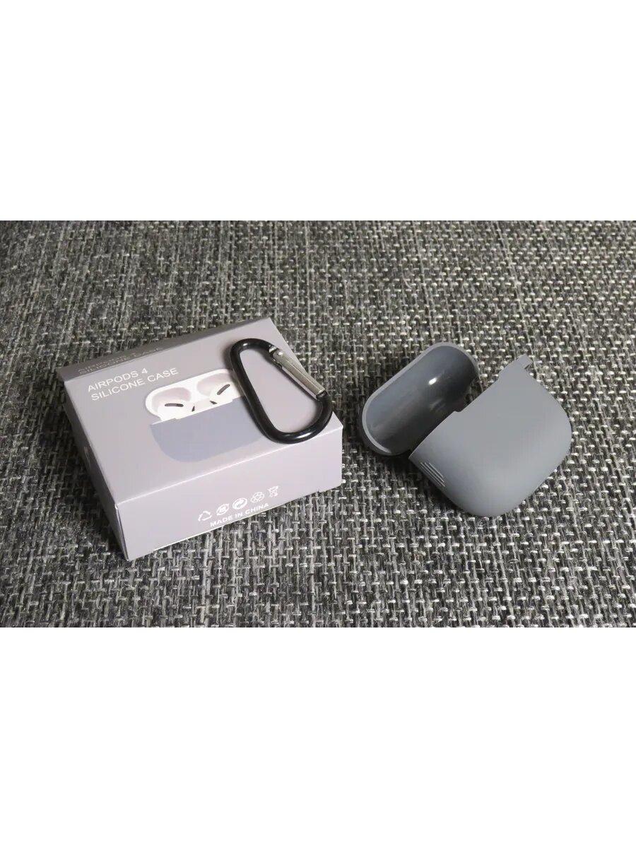 Силиконовый чехол для AirPods 4, ЭКОLАЙН, силикон, ударопрочный, цвет серый
