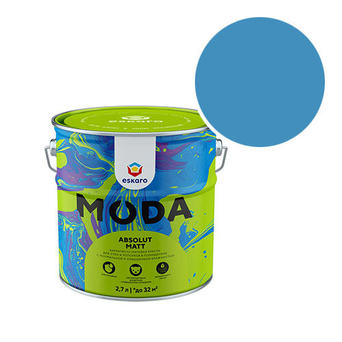 Краска моющаяся Eskaro Moda Absolut Matt RAL 5012 (Голубой - Light blue) 2,7 л