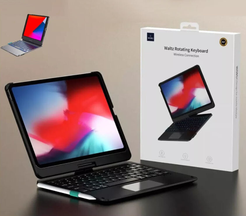 Чехол с клавиатурой для iPad 12.9 Pro (2020) / iPad 12.9 Pro (2021), для планшета , Беспроводная клавиатура с тачпадом, WiWU Waltz, черный.