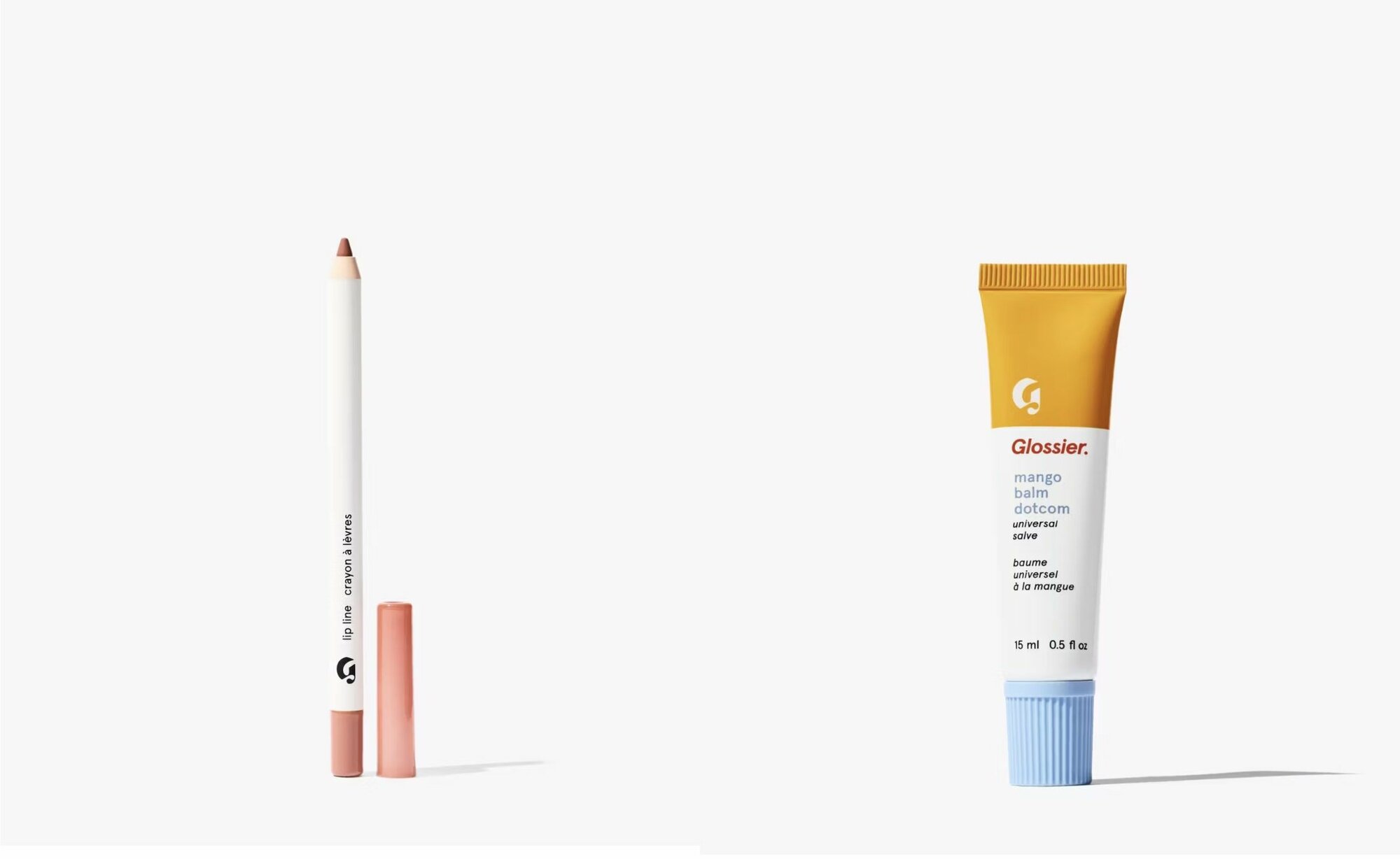 Glossier Набор карандаш- лайнер для губ + бальзам Balm + Line Duo, Mango + Graze is a tawny peach