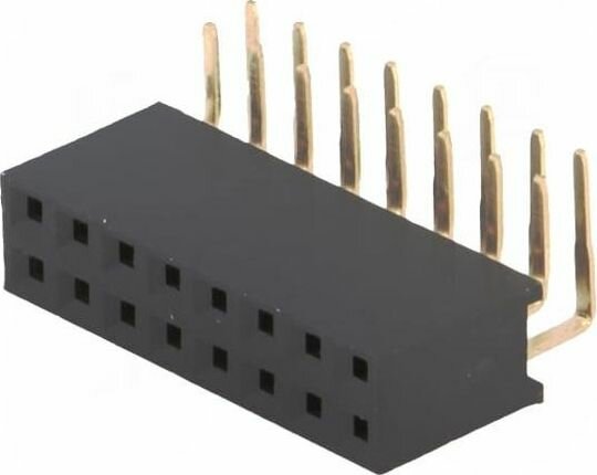 Гнездо CONNFLY DS1024-2*8R0 штыревое "мама" PIN 16 угловой 90 град. 2,54мм THT 2x8 1шт