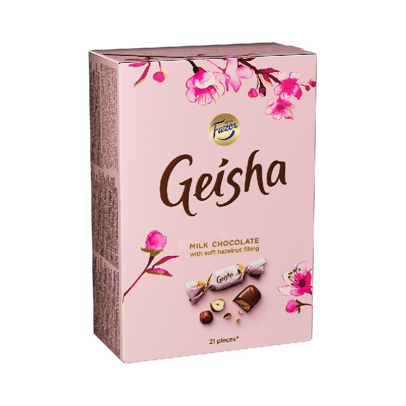 Конфеты FAZER Geisha из молочного шоколада с нежной начинкой из орехового пралине /картон/ /150г