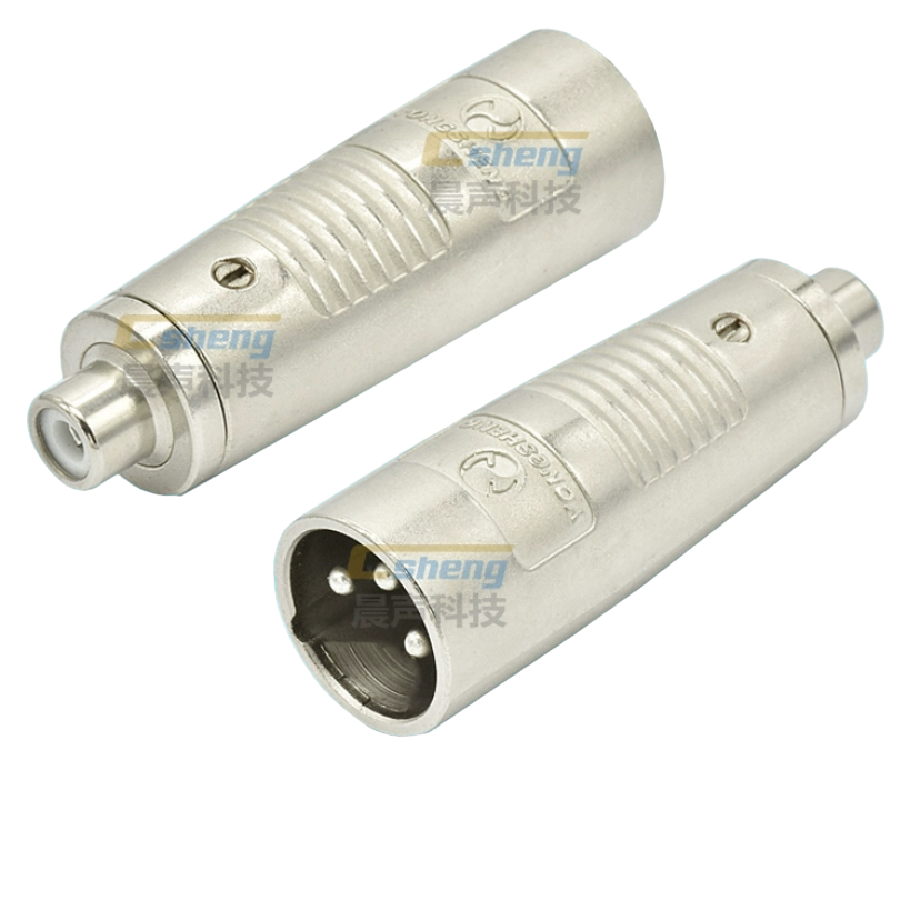 Переходник XLR(M) 3pin - RCA(F), для инструментального и аудио оборудования, серебристый — фото 1