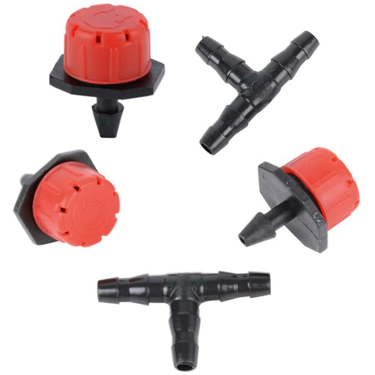 Части капельного орошения-100 x капельница 100 x три звена на-черный и красный