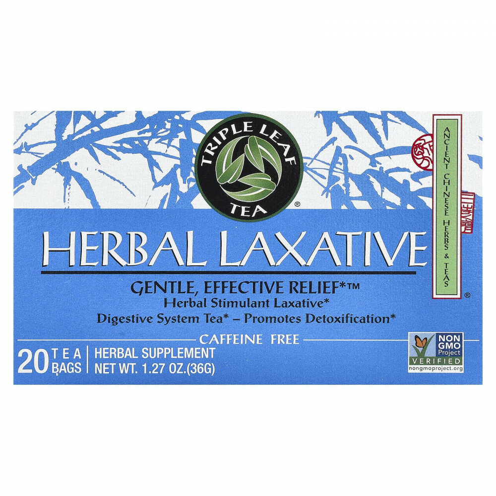 Triple Leaf Tea, слабительное на основе трав, 20 чайных пакетиков по 36 г (1,27 унции)