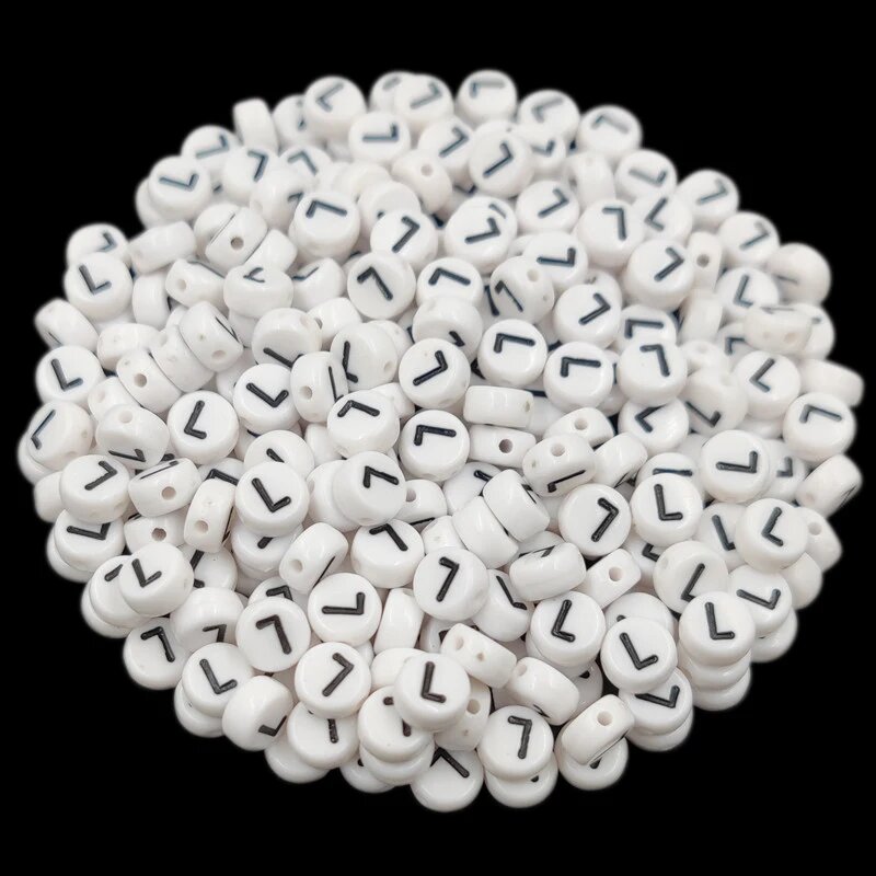 7 мм 50 шт. акриловые 26 английские буквы плоские круглые бусины черный на белом DIY ремесла L