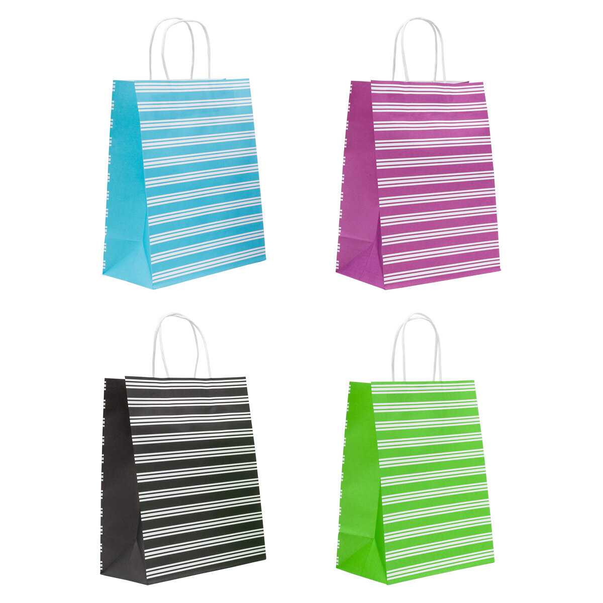 Набор подарочных пакетов крафт, 'Полоска 4 цвета', 27*21*11 см, упак/4 шт
