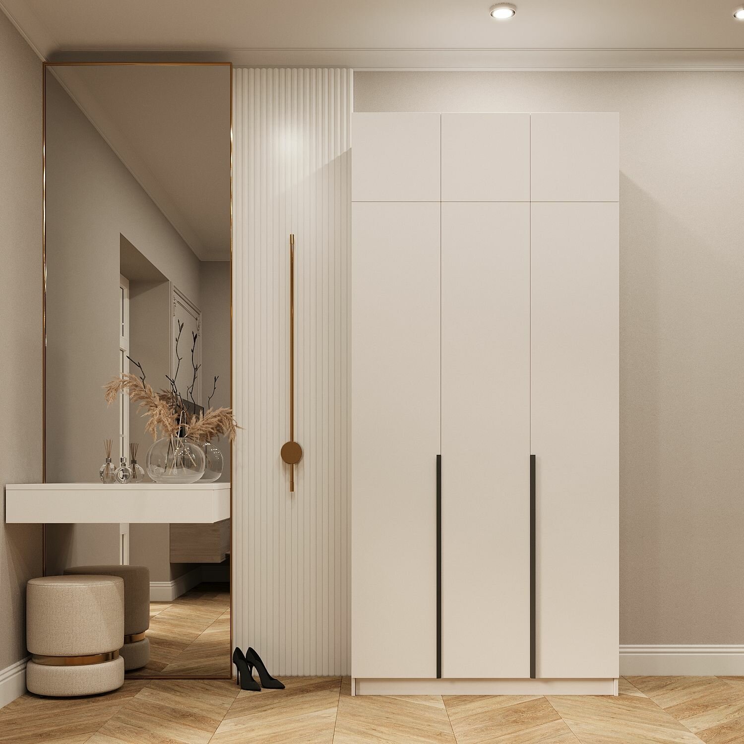 Шкаф распашной с антресолью ШК-5 1,2 / Бастион/ Арно Белый текстурный ЛДСП с полками, 1201х506х2596 мебельный РАЙ