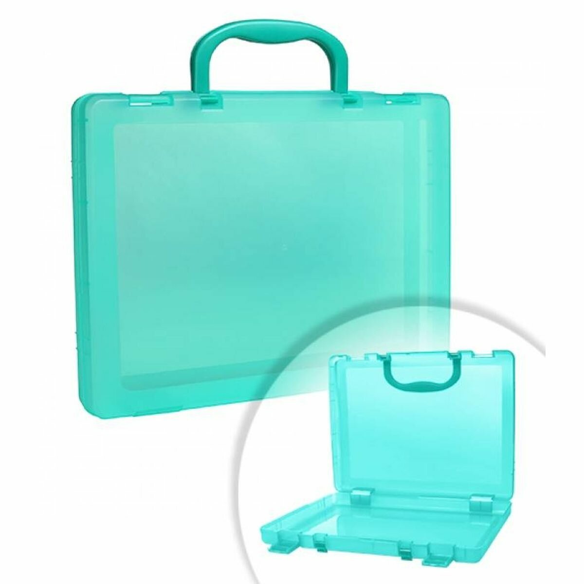 Папка-портфель Стамм (А4, 1 отделение, пластик, 275х375х57мм, ручка) тонированная зеленая (КС18)