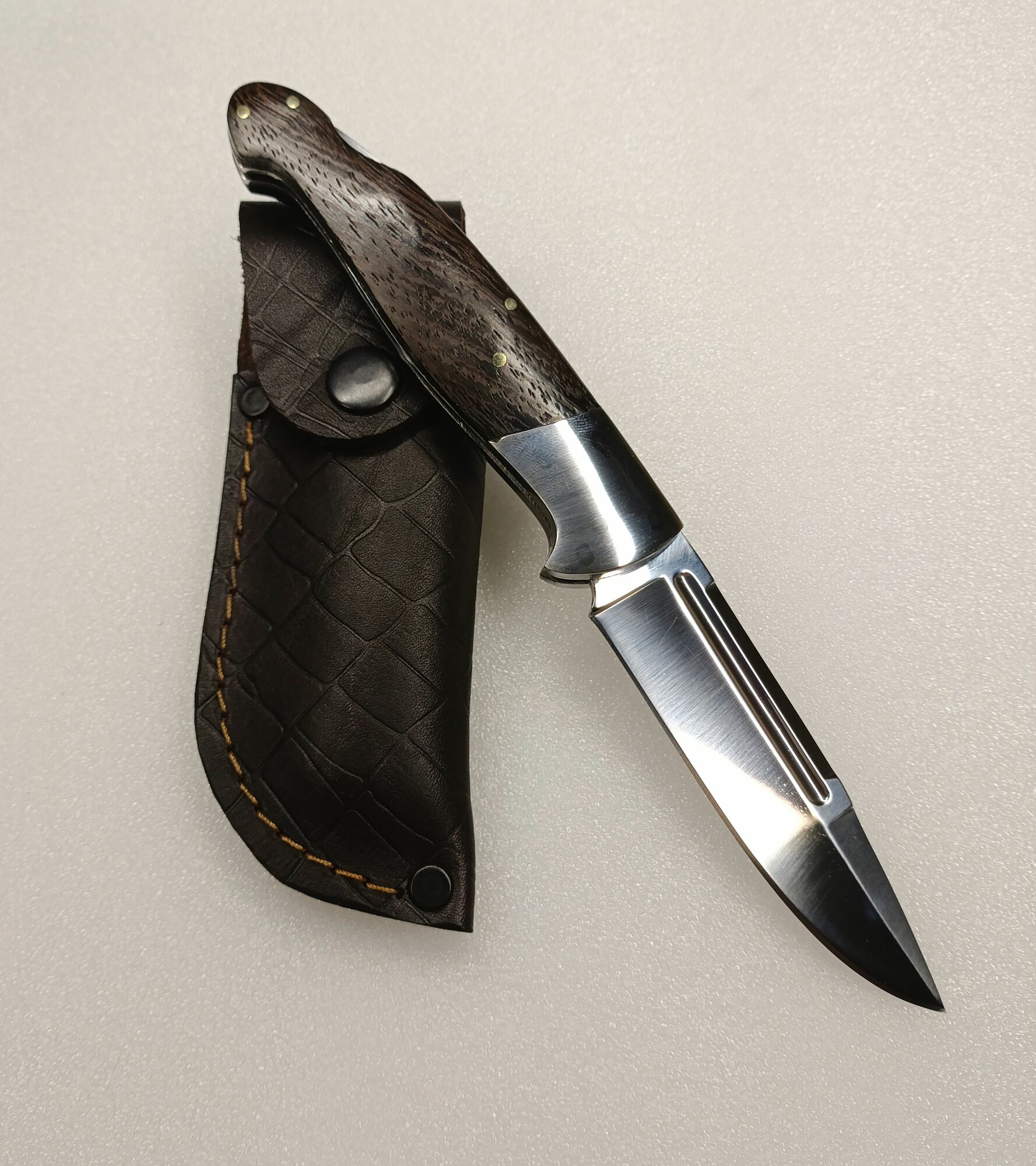 Нож складной Герцог сталь 65x13 длина 21см ручная работа ножны натуральная кожа в комплекте