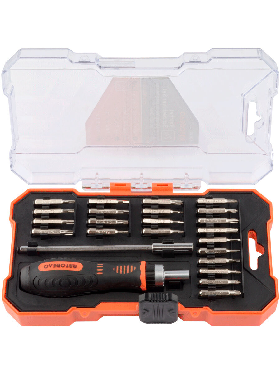 Набор отвертка трещоточная со сменными вставками 24 предмета АвтоDело