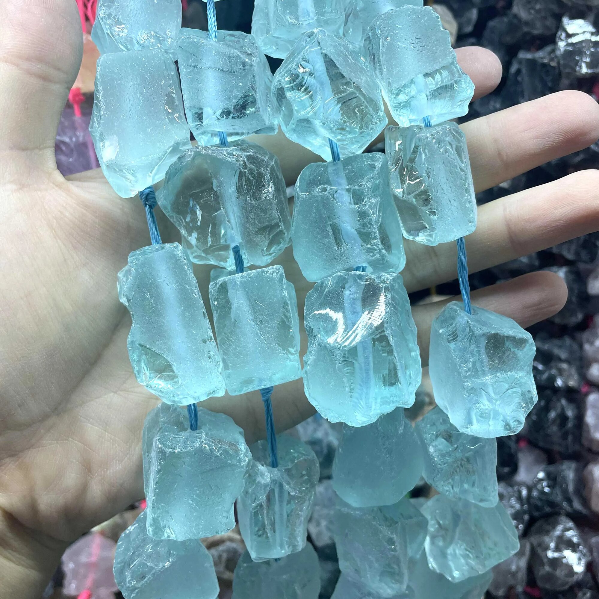 Бусины из натурального аквамарина, Blue Crystal