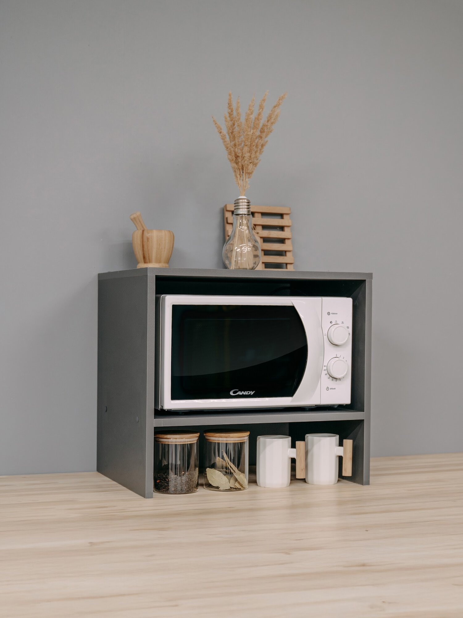 Полка настольная для микроволновки на кухню, подставка для микроволновой печи, СВЧ 53х48х30 см