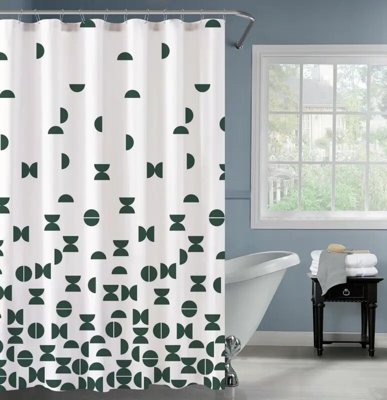 Штора для ванной Swensa Lary SWC-95-39-GRN 200x180 см полиэстер цвет бело-зеленый