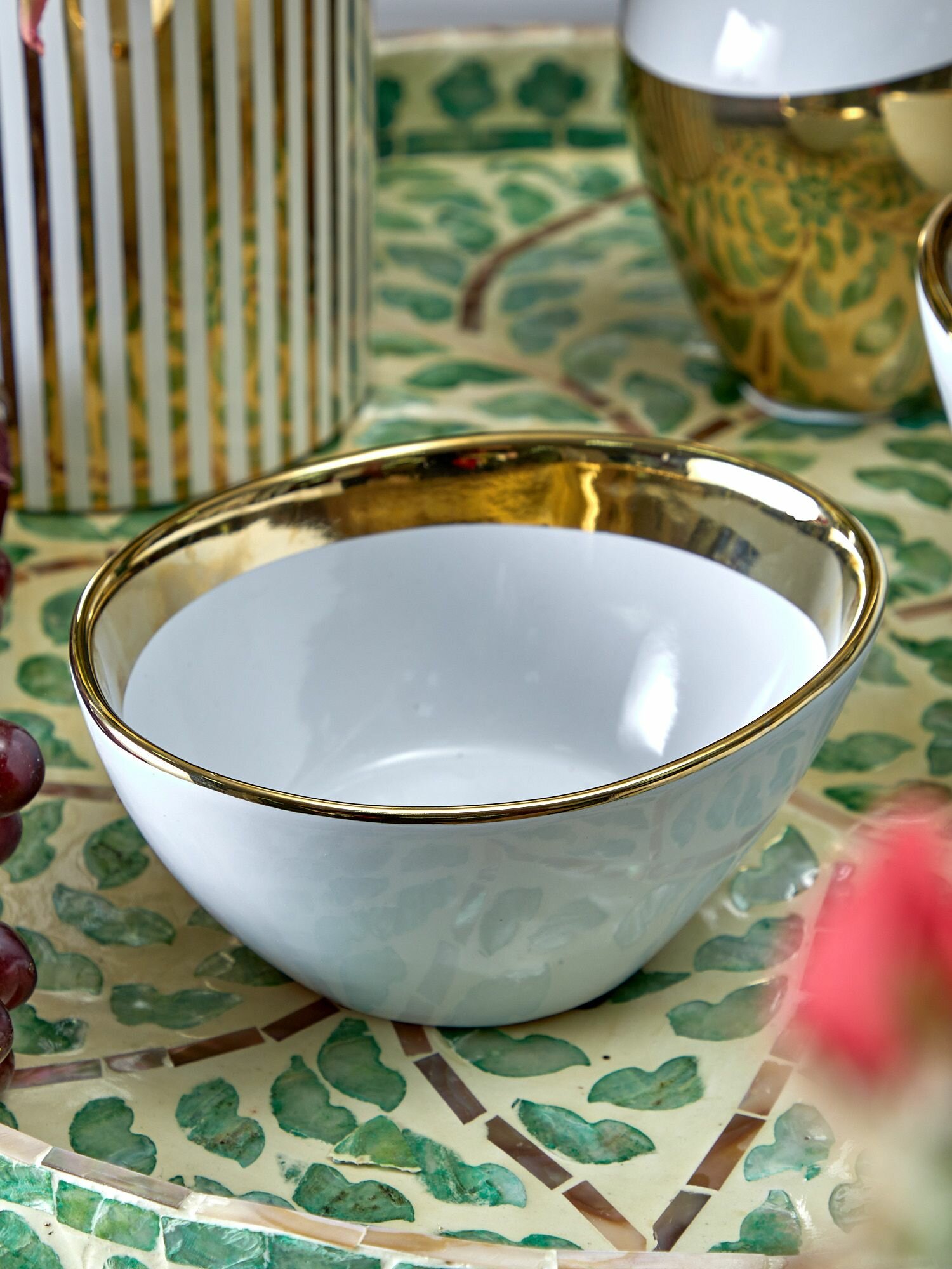 Чаша Glasar 61009/2, декоративная, керамика, белая, 15x13x8 см