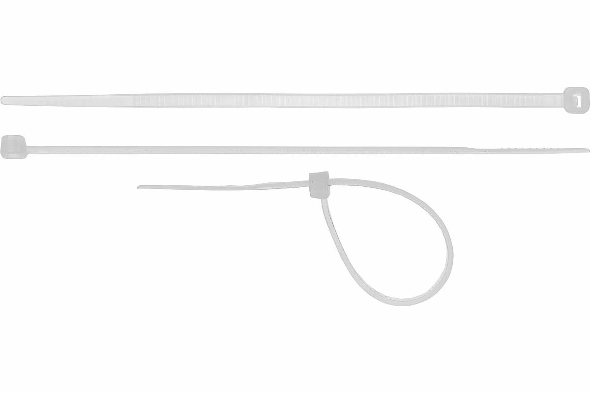 СИБИН хомуты-стяжки белые ХС-Б 2.5 х 100 мм, 100 шт нейлоновые 3786-25-100 для монтажа