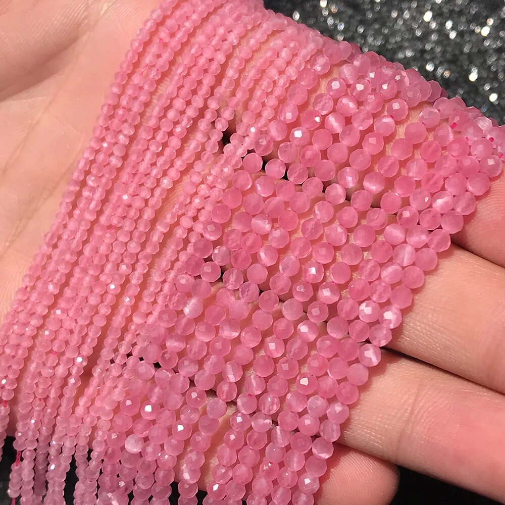 Синий сапфир бусины TTUIJI 2/3/4 мм Розовый, 2mm 175pcs, Pink Cat Eye