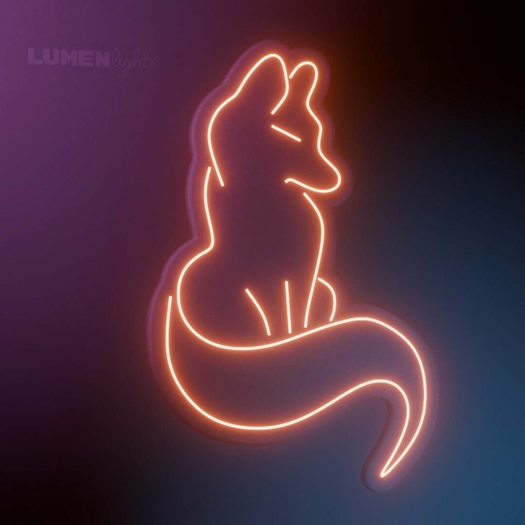 Неоновая вывеска, светильник декоративный Лисичка, 38х25 см.
