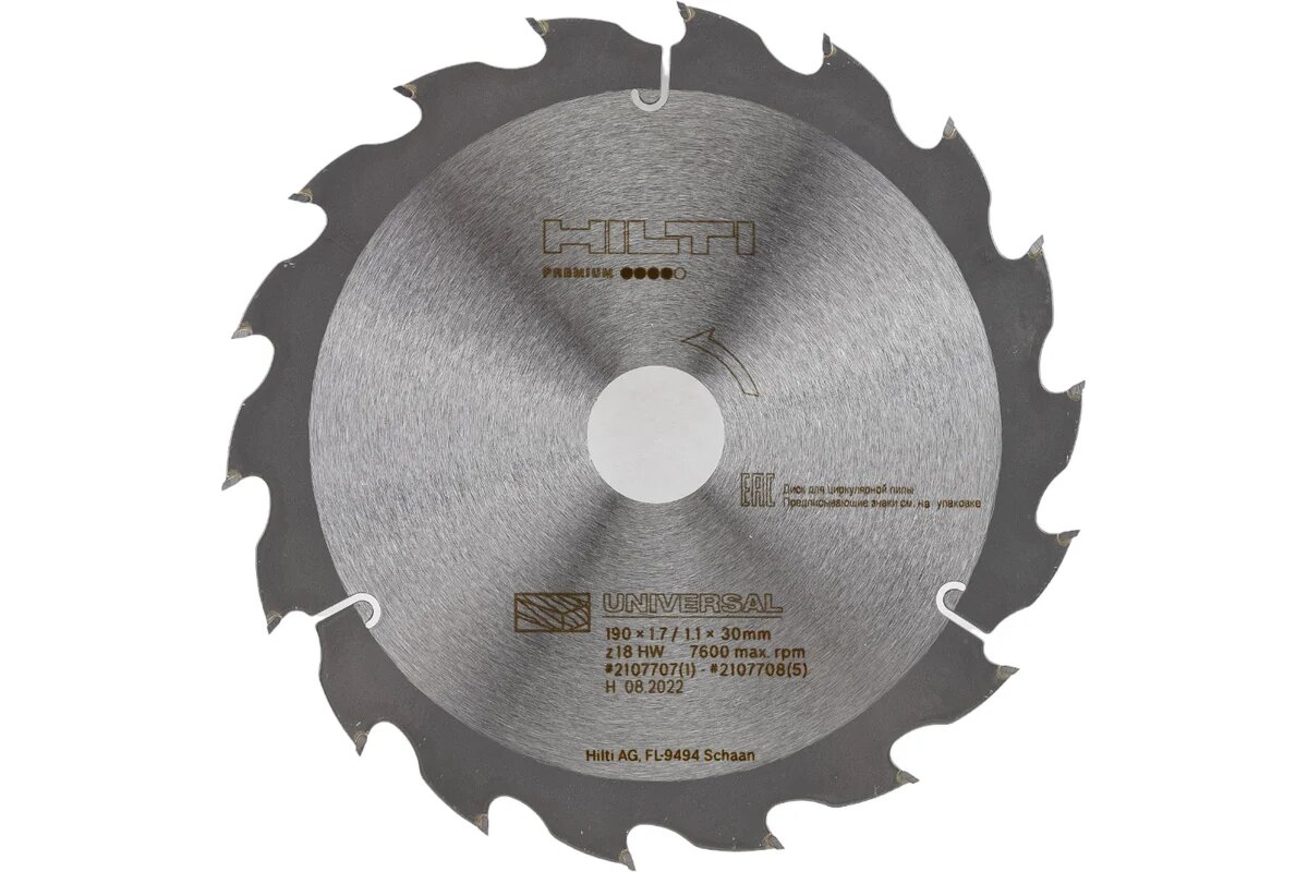Диск пильный Hilti "SCB WU", для циркулярной пилы, 190мм, 30мм