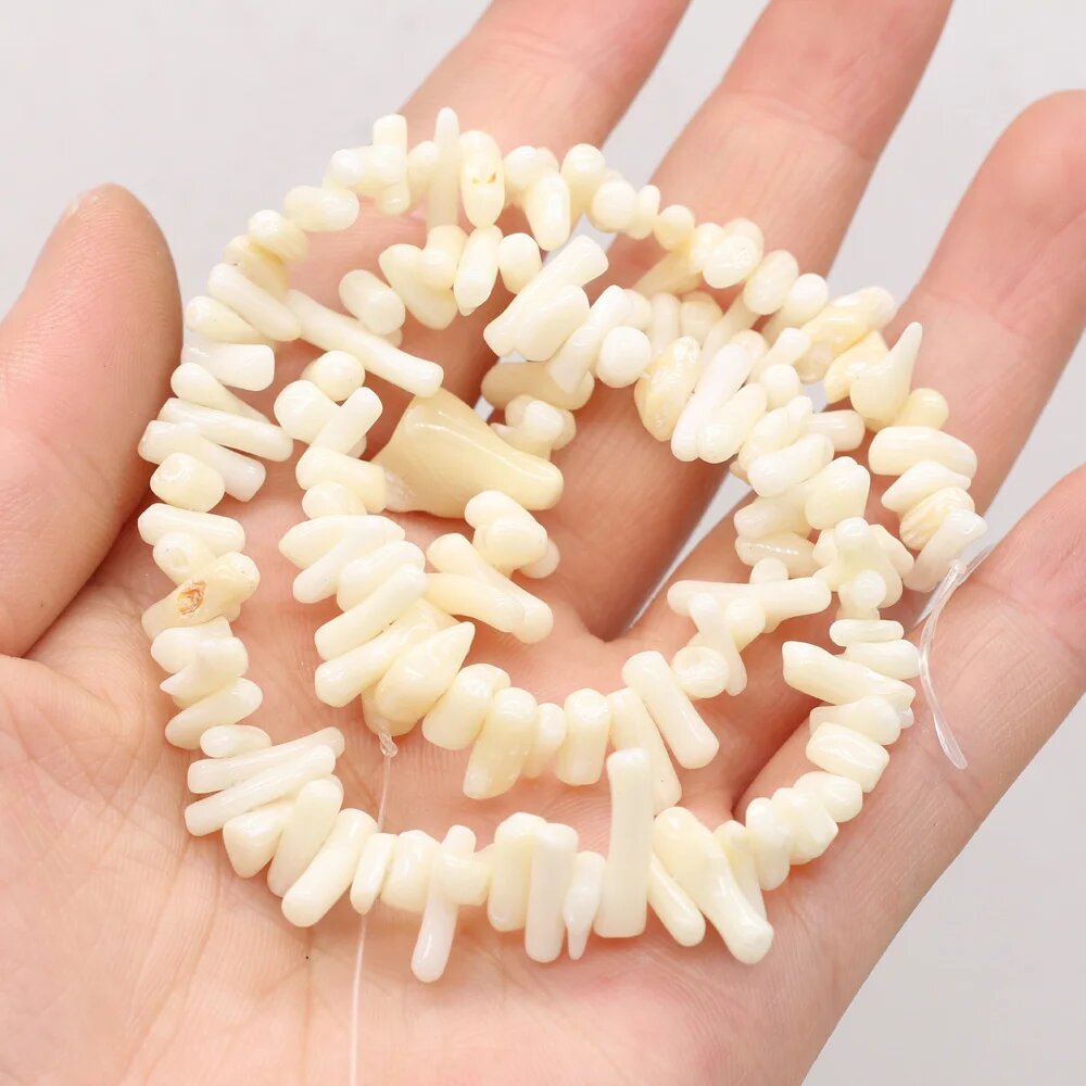 Натуральные коралловые бусины 3-6x5-10 мм Белый, Light White