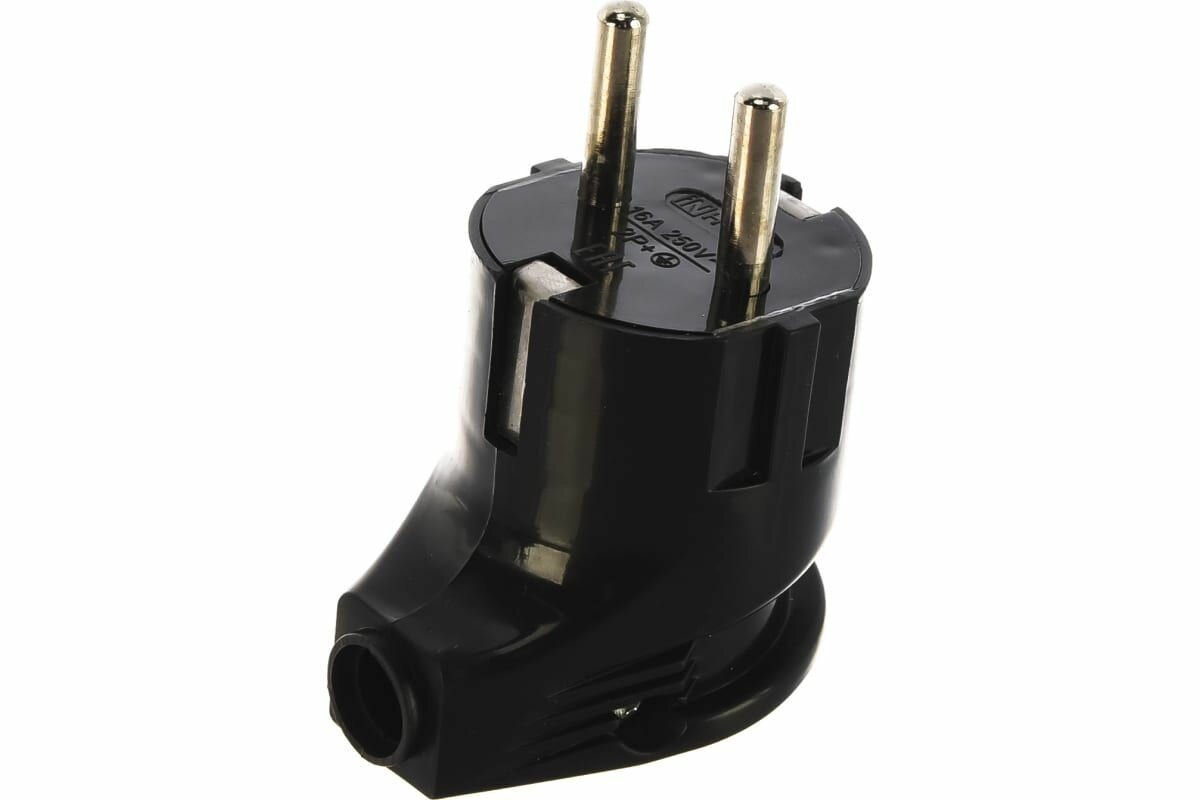 Угловая вилка с заземляющим контактом IN HOME 16А черная 4210 4690612009049