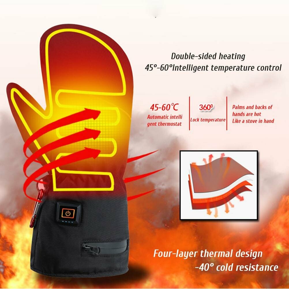 Варежки с подогревом для женщин, перезаряжаемые перчатки с подогревом, противоскользящие перчатки с флисовой подкладкой и сенсорным экраном, зимние термоперчатки для езды на велосипеде, катание на лыжах