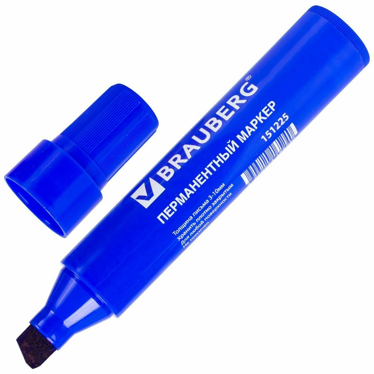 Маркер перманентный Brauberg "Jumbo", широкая линия письма, скошенный 3-10 мм, синий (151225)