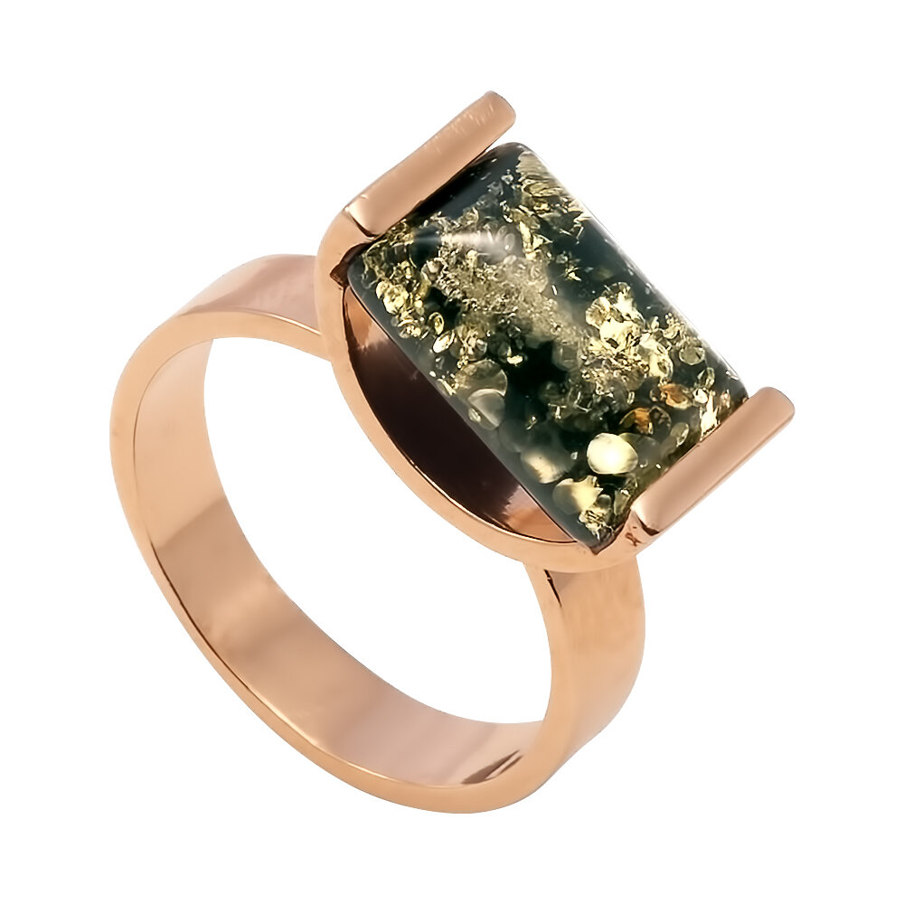 Кольцо Amberprofi, серебро, 925 проба, родирование, янтарь