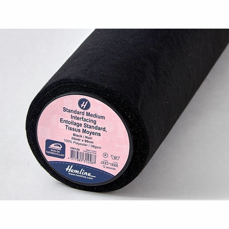 Флизелин HEMLINE Тонкий, с односторонним клеевым покрытием, черный, 25 м