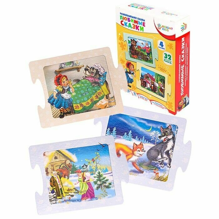 Игра развивающие пазлы Рыжий кот "Любимые сказки" 4 сказки, 32 пазла, Bright Kids (ИН-1684)