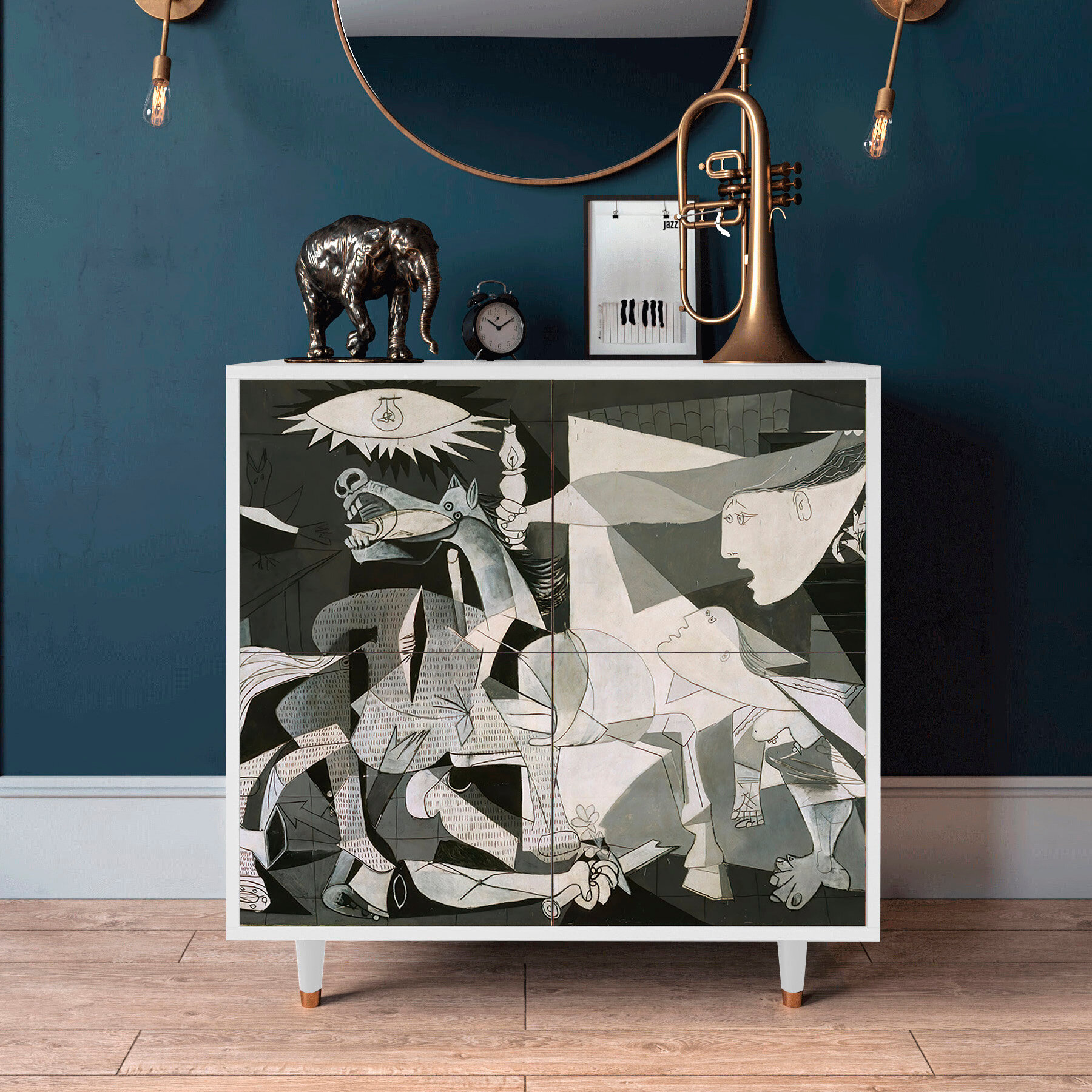 Комод - STORYZ - BS3 Guernica by Pablo Picasso, Размер - 94 x 96 x 48 см, Цвет корпуса - Белый
