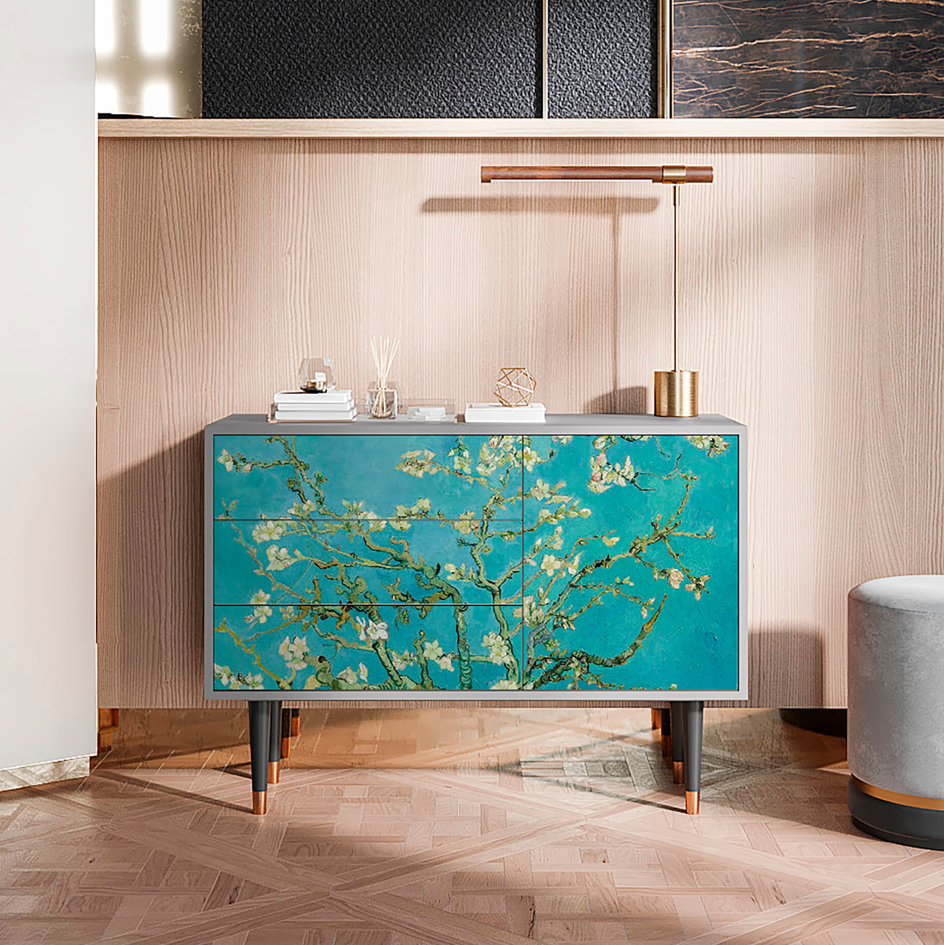 Комод - STORYZ - S3 Almond Blossom by Van Gogh, Размер - 115 x 84 x 41 см, Цвет корпуса - , Серый