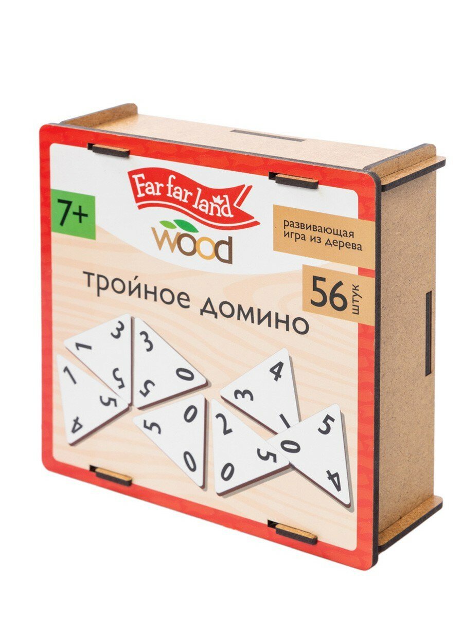Десятое королевство Домино деревянное Тройное домино 56 фишек 05611ДК