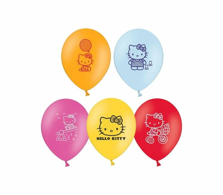 Набор воздушных шаров I-Brigth "Hello Kitty", с надписями, 5 штук, фабричное производство