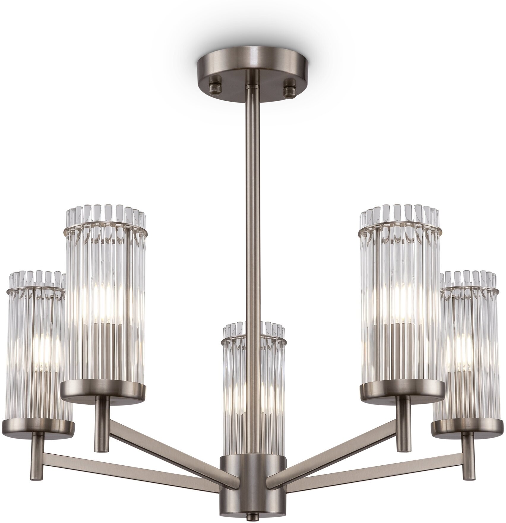 Потолочная люстра на штанге 5 плафонов никель Freya Manisa FR5036PL-05N