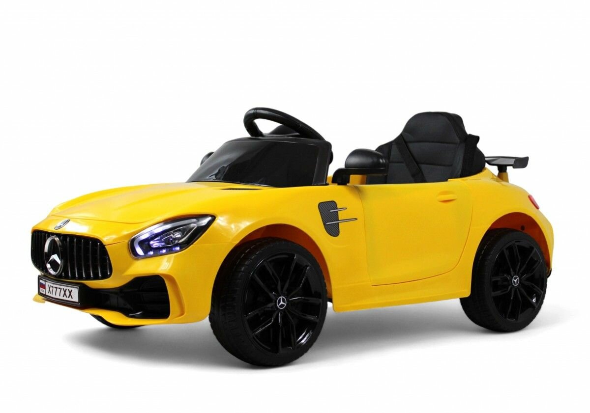 Детский электромобиль Mercedes-Benz RIVERTOYS AMG GT X777XX с дистанционным управлением, одноместный желтый