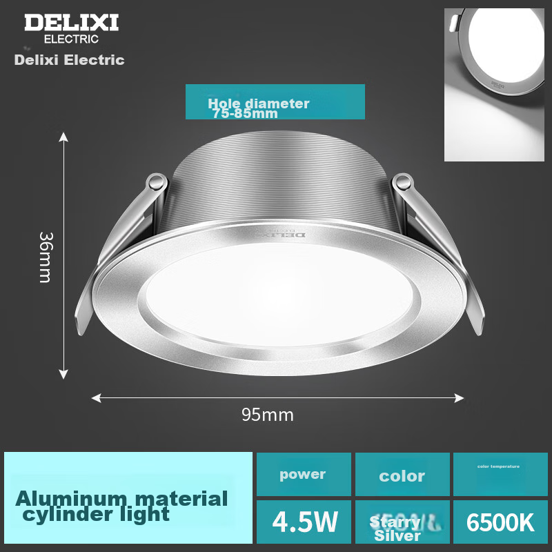 DELIXI LED Downlight, Ceiling Light, Recessed Spotlight, Downlight [Full Aluminum 4.5W Cool White Light], Starry Sky Silver
