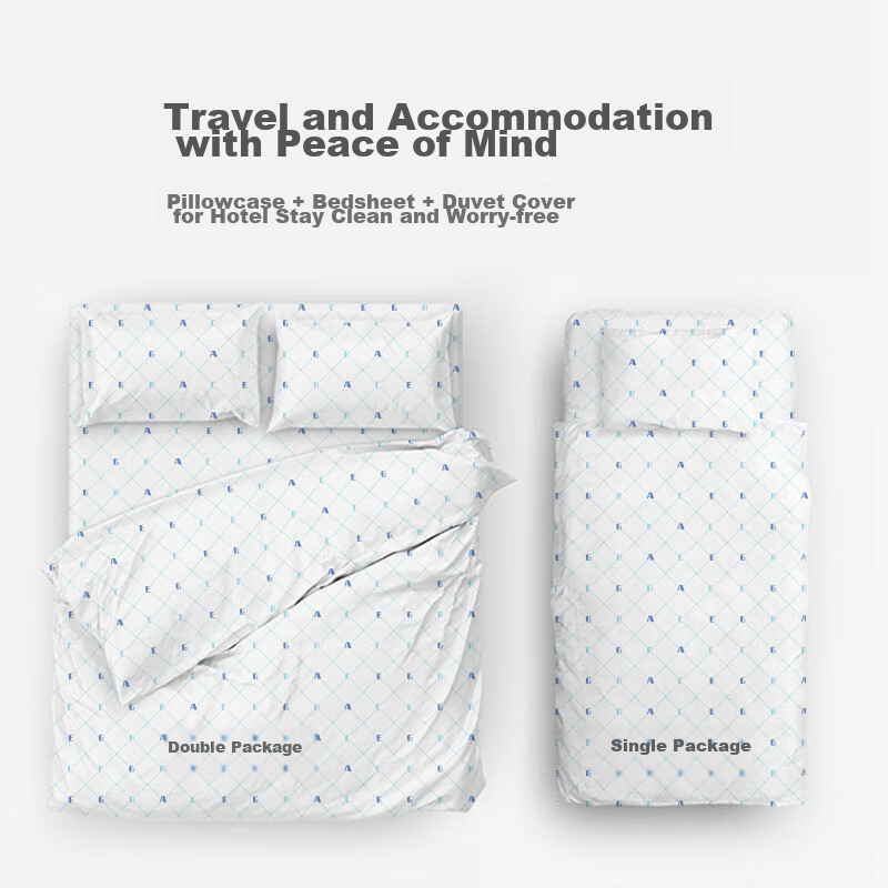Grace Travel Одноразовый Принтованный Постельный Белье Комплект с Подушечными Чехлами и Наволочками - Толстый