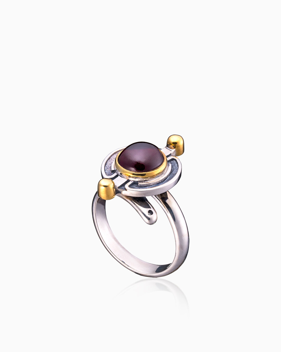 Кольцо, серебро, 925 проба, гранат