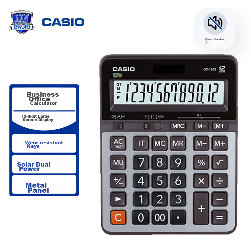 Casio (CASIO) GX-120B Business Calculator, Large-Scale Machine, Office Supplies, Gray, Upgraded Version of GX-120S