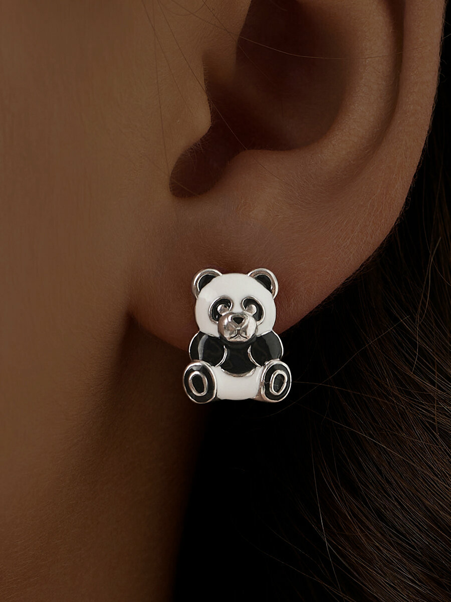 Серьги, серебро, 925 проба, родирование, эмаль